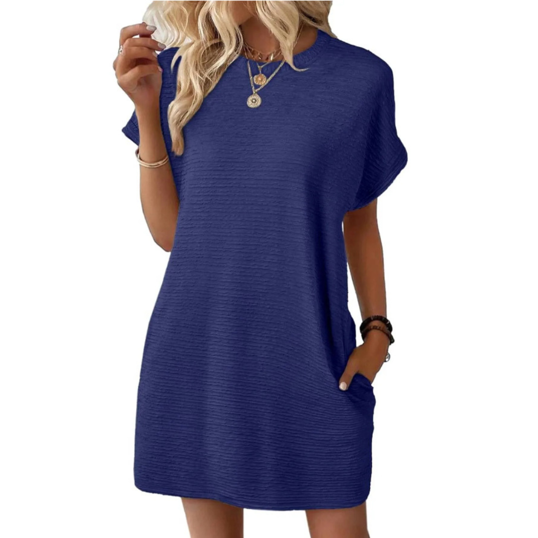 EVASHA™ – Casual Minimalist Round Neck Summer Dress – Samberule